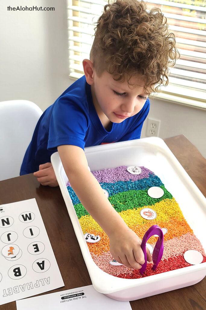Alphabet Sensory Bin Activity - FREE PRINTABLE - The Aloha Hut