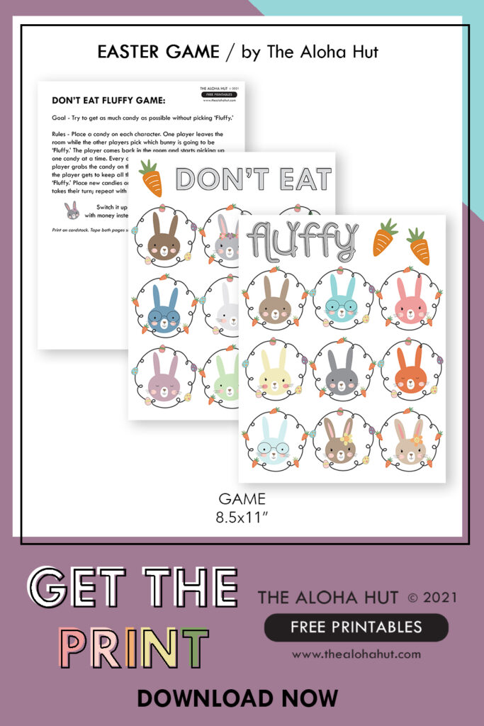 FREE Printable Easy Easter Game - Don't Eat Pete "Fluffy" - The Aloha Hut