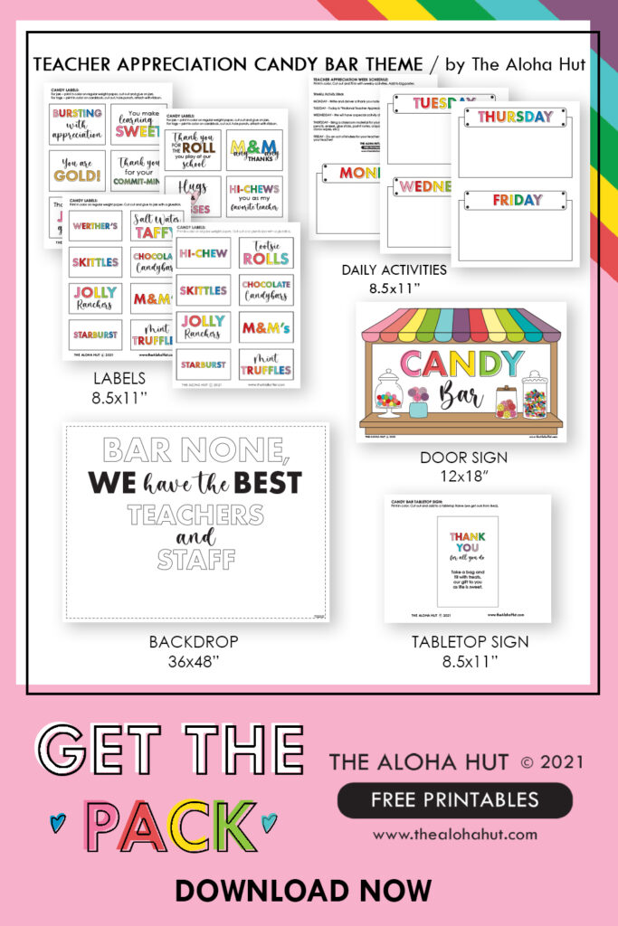 Teacher Appreciation Week - Candy Bar Table Theme - The Aloha Hut