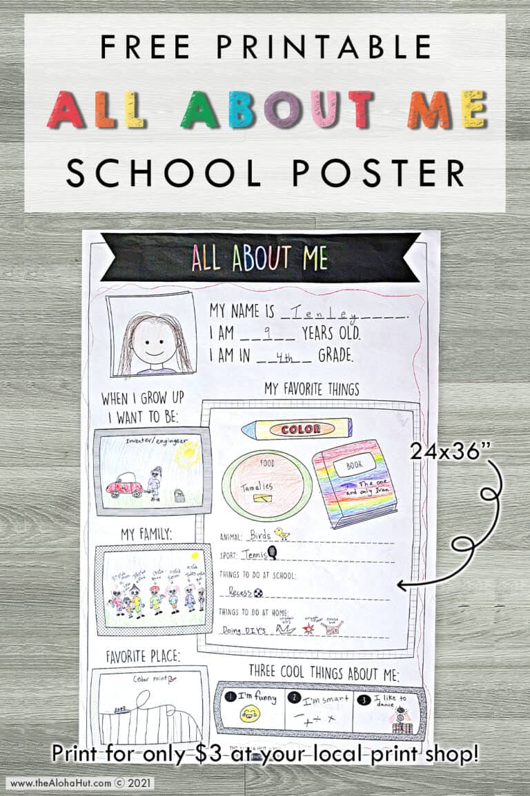 All About Me - Back to School Poster - The Aloha Hut