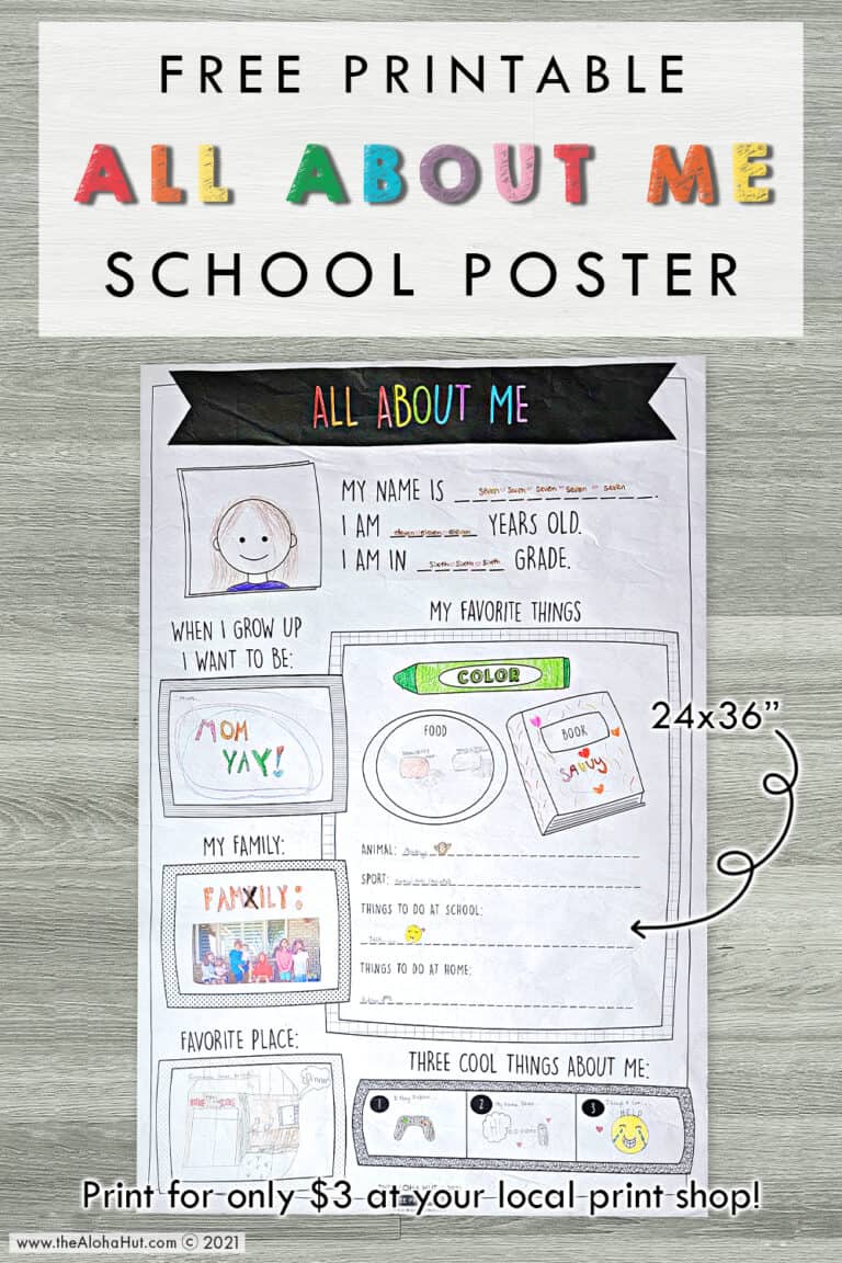 All About Me - Back to School Poster - The Aloha Hut
