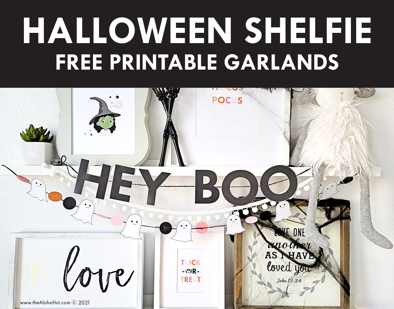 Halloween Shelfie - Free Printable Decor, Garland & Easy DIY Pumpkin ...