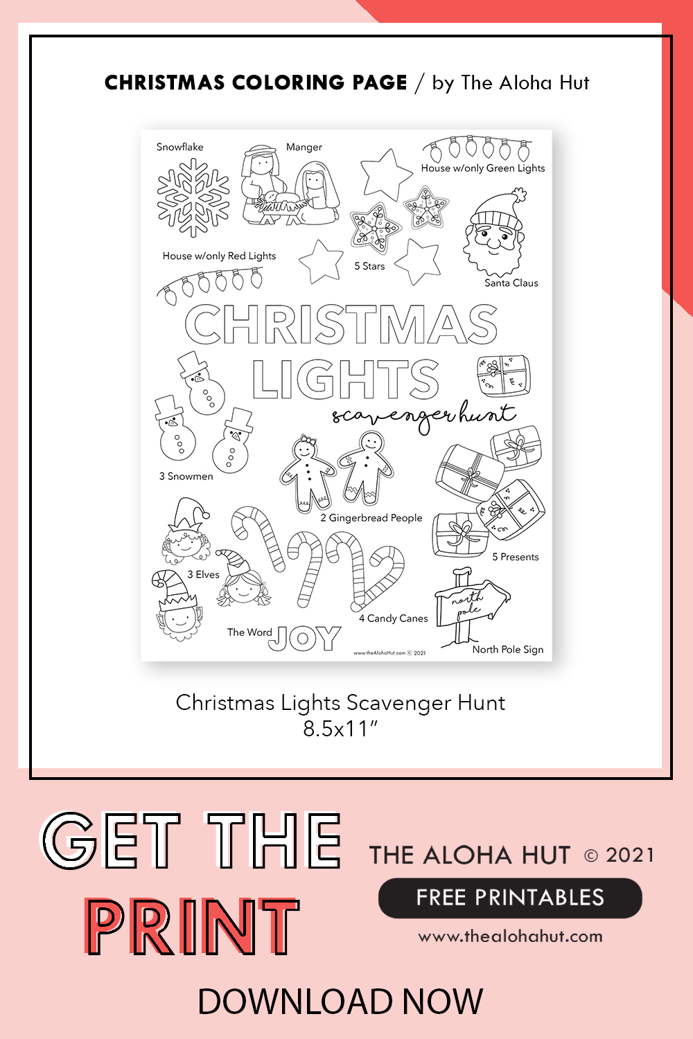 Christmas Lights Scavenger Hunt + Coloring Page - The Aloha Hut