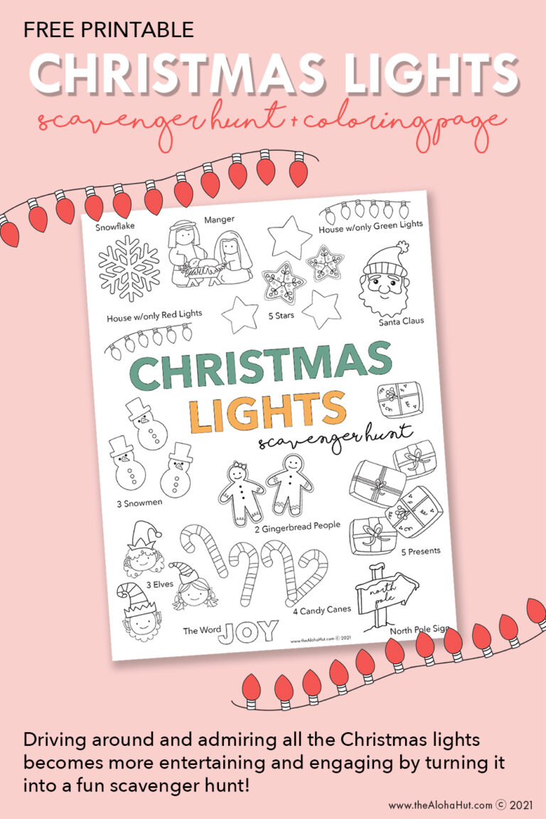Christmas Lights Scavenger Hunt + Coloring Page - The Aloha Hut