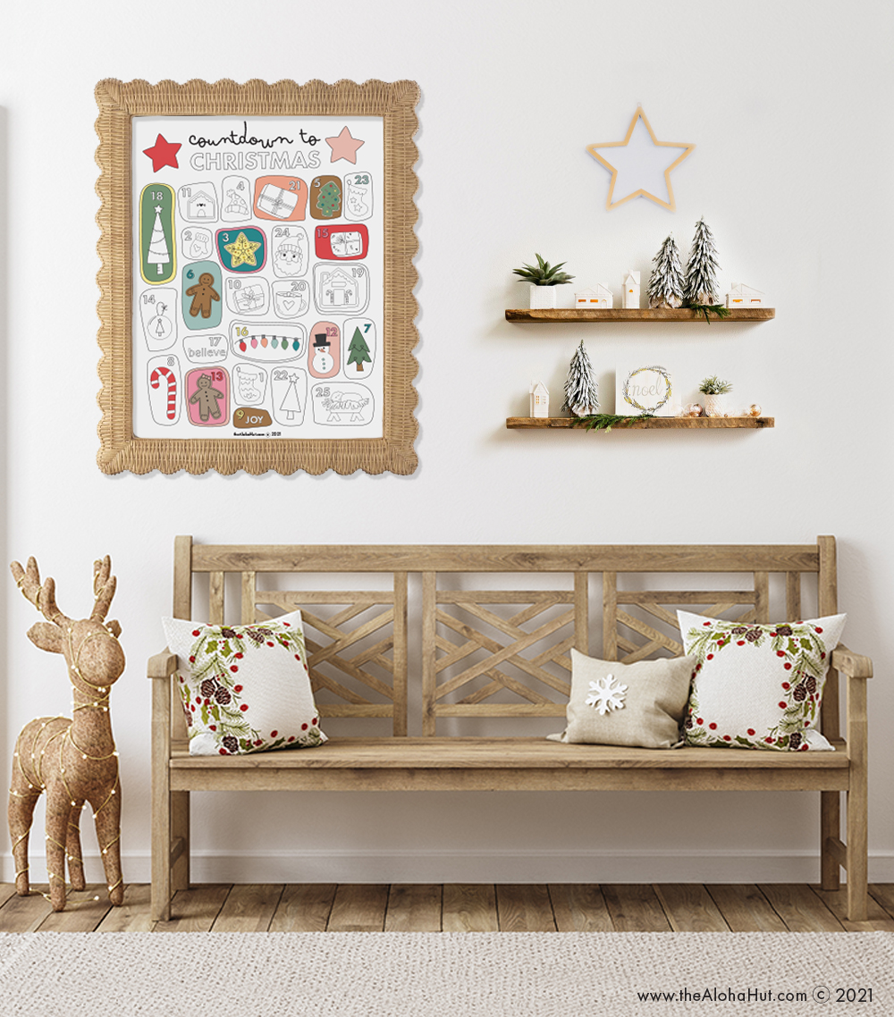 Christmas Advent Countdown Calendar & Coloring Page - The Aloha Hut