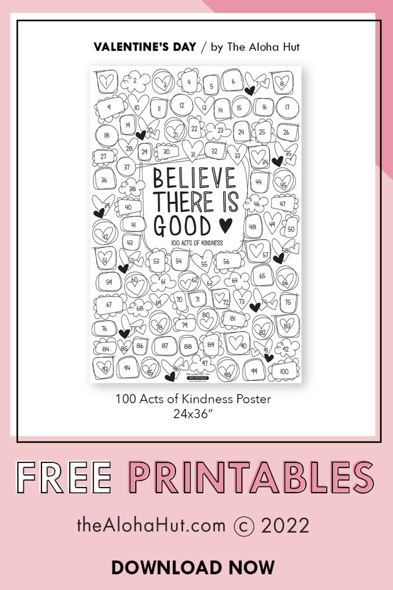 VALENTINE'S DAY - 100 Acts of Kindness FREE PRINTABLE Poster - The ...