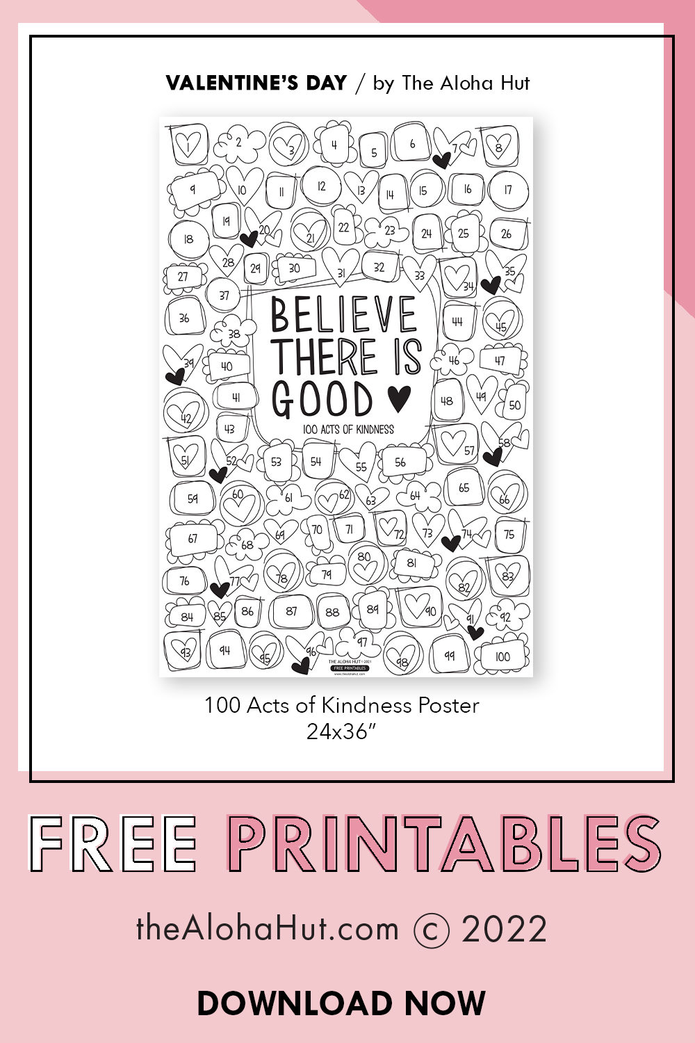 VALENTINE'S DAY - 100 Acts of Kindness FREE PRINTABLE Poster - The ...
