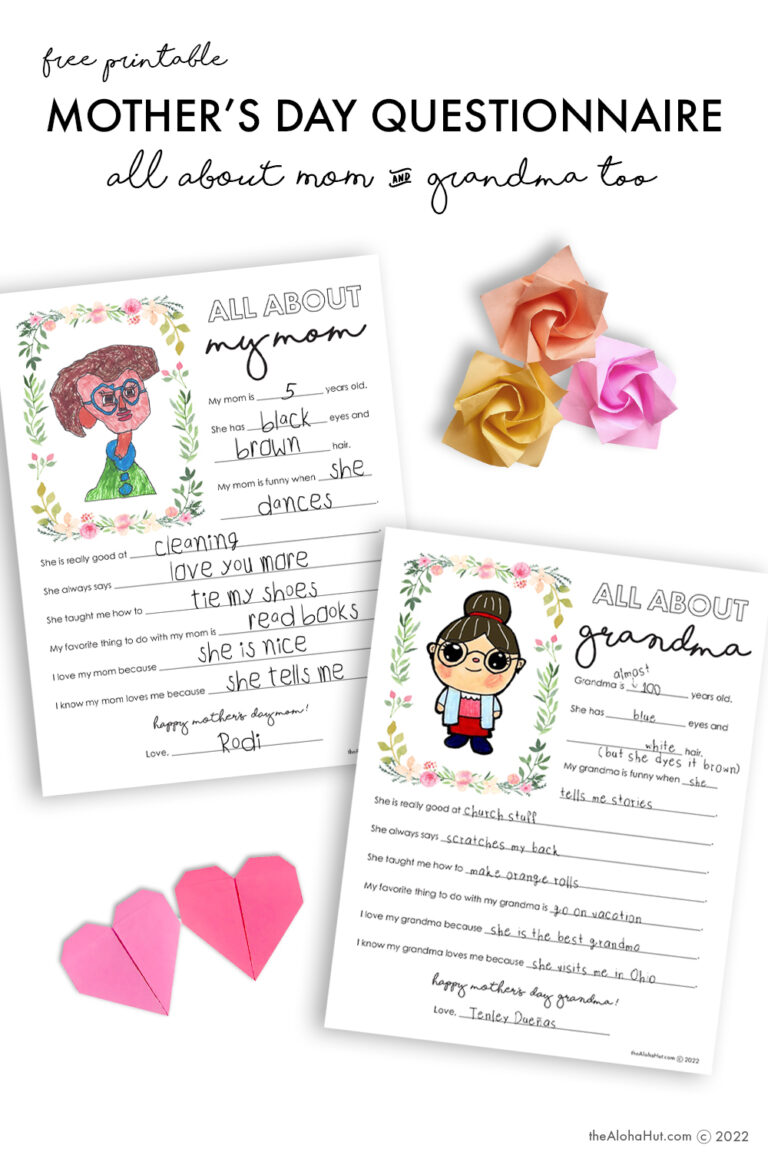 3 Quick Mother’s Day Gift Ideas - All About Mom Questionnaire, Cards ...